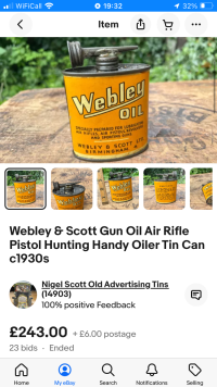 Webley Oil Tin Record Price? | AirGun Forums the best shooting forum ...